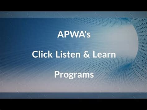 APWA ELearning Click Listen Learn CLL Webinars YouTube