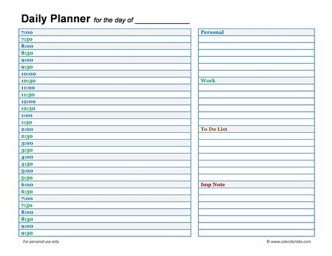 Printable Daily Planner Templates Free In Word Excel Pdf