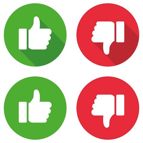 Pulgar arriba y pulgar hacia abajo conjunto de signos ilustración