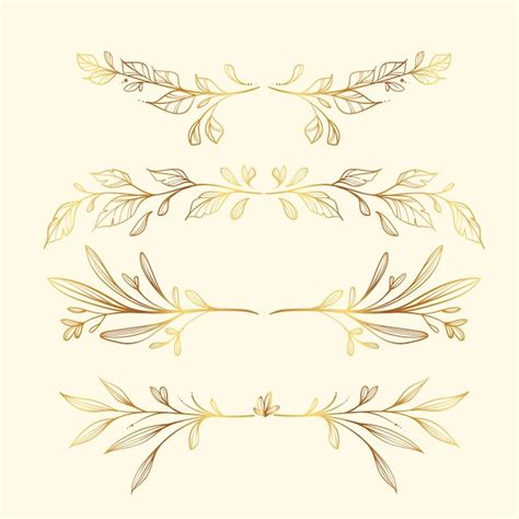 Adorno De Hojas Doradas Dibujadas A Mano Vector Gratis