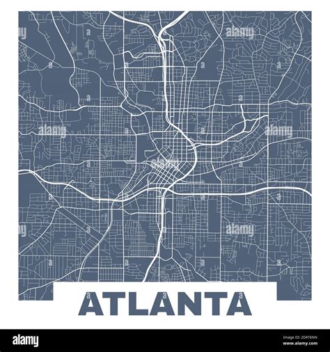 Atlanta Map Vector Map Of Atlanta City Streets Poster On Dark Blue