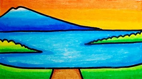 Cómo dibujar un paisaje de lago con pasteles al óleo paso a paso