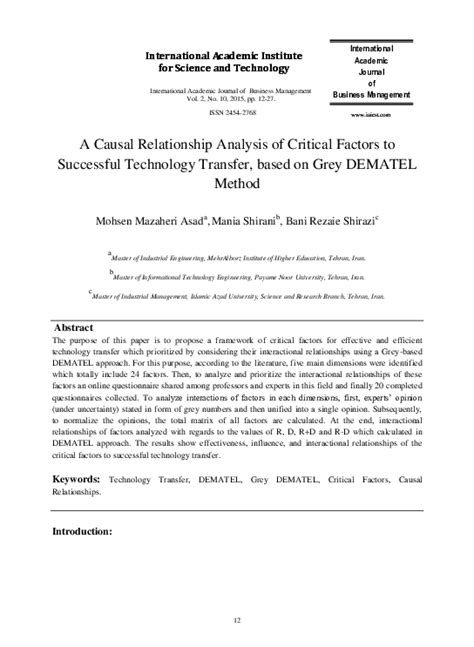 pdf a causal relationship anaa causal relationship analysis of critical factors to successful