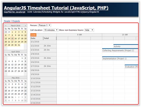 angularjs timesheet tutorial javascript php daypilot code