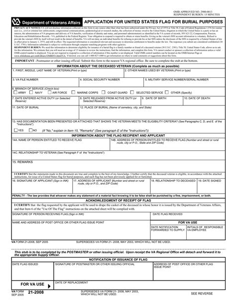 Application Flag Burial Form Fill Out Printable Pdf Forms Online