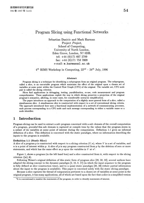 pdf program slicing using functional networks