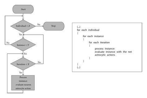 Flow Chart And Pseudocode Of The Five Neuron Glia Algorithms