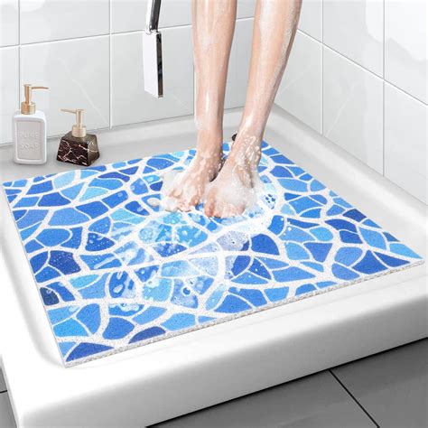 Tapis de Douche Antidérapant 60x60cm Marine Tapis de Bain Carré en