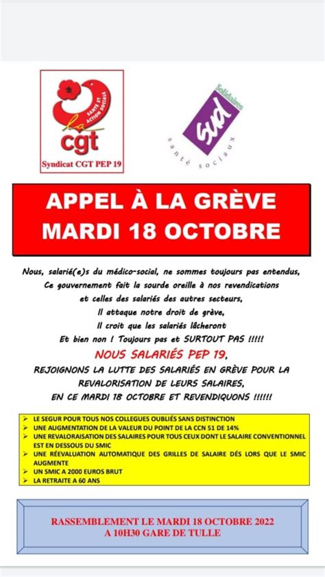 18 octobre Toutes et tous en grève Halte à la répression Oui à l