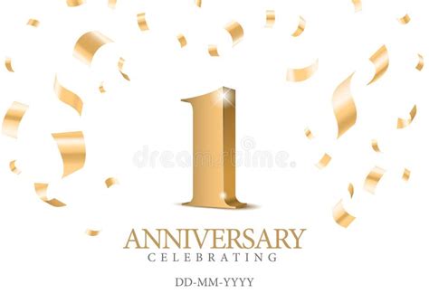 Aniversário 1 Números Dourados 3d Modelo De Cartaz Para Comemorar a