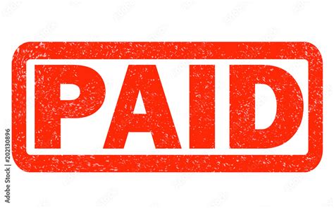 Paid Red Rubber Stamp On White Background Paid Sign Text Paid Stamp
