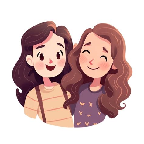 Ilustración de dibujos animados de dos chicas abrazándose Foto Premium