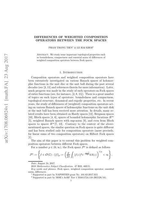 pdf differences of weighted composition operators between the fock spaces