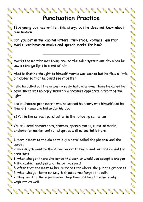 Sentences For Punctuation Practice