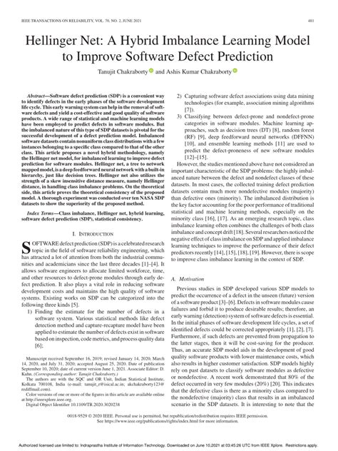 pdf hellinger net a hybrid imbalance learning model to improve software defect prediction