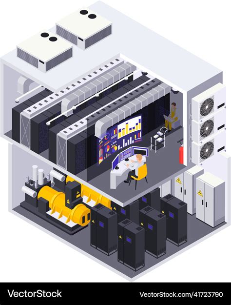 Data Center Isometric Cutaway Royalty Free Vector Image