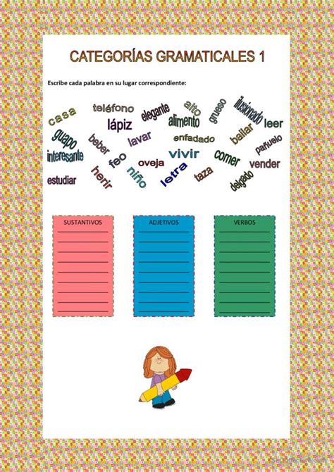 CATEGORIAS GRAMATICALES 1 Español ELE hojas de trabajo pdf doc