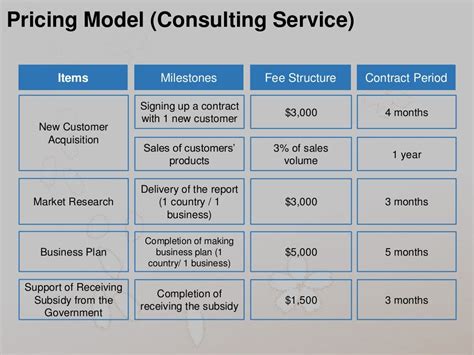 Pricing Model Consulting Service Items