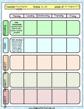 FREE EDITABLE LESSON PLAN TEMPLATE TeachersPayTeachers Blank