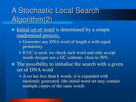 ppt stochastic local search algorithms for dna word design powerpoint presentation id 3543749