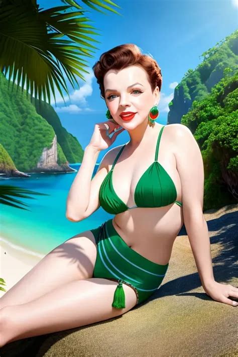 Dopamine Girl A Digital Painting Of Judy Garland Wearing A Green