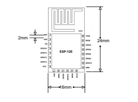 ESP12E WiFi Module Pinout Features Datasheet