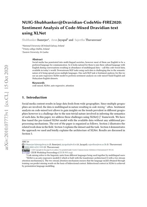 pdf nuig shubhanker dravidian codemix fire2020 sentiment analysis of code mixed dravidian