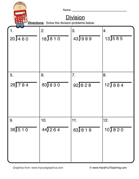 Division By Worksheet