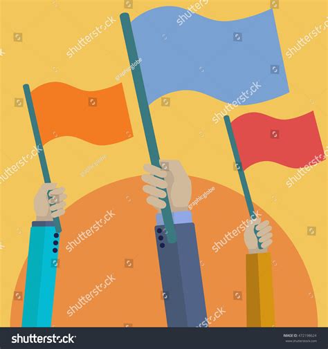Set Hands Holding Flags Vector Concept Stock Vector Royalty Free