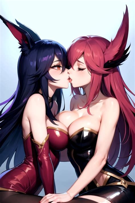 Rule 34 Ahri Ai Generated Huge Breasts Kissing League Of Legends Vastaya Xayah Xayahl0ver Yuri