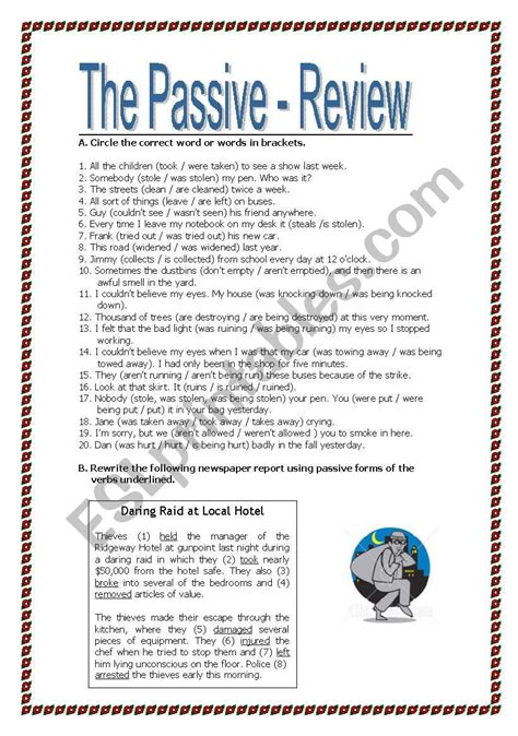 The Passive Voice Review ESL Worksheet By Anatavner