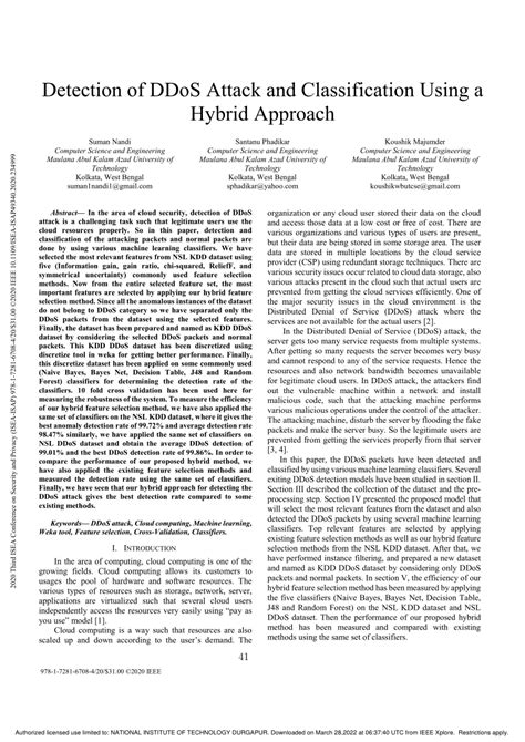 pdf detection of ddos attack and classification using a hybrid approach