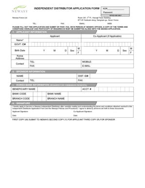 Fillable Online INDEPENDENT DISTRIBUTOR APPLICATION FORM Fax Email