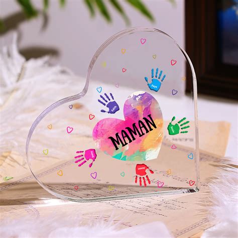 Ma Maman Mamie Plaque Acrylique En Forme De C Ur Mains Pr Noms