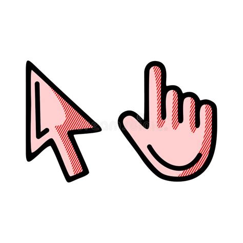 Computer Mouse Click Cursor Gray Arrow Icons Set And Loading Icons
