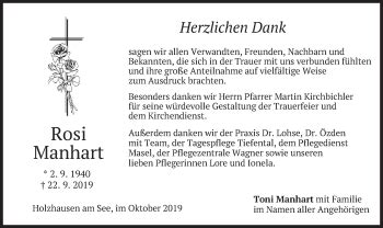 Traueranzeigen Von Rosi Manhart Trauer Merkur De