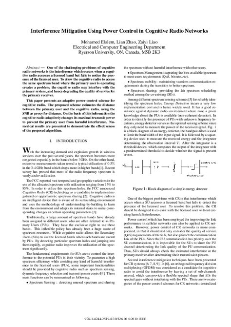 pdf interference mitigation using power control in cognitive radio networks mohamed elalem