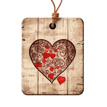Etiqueta De San Valentín En Madera PNG dibujos Día De San Valentín