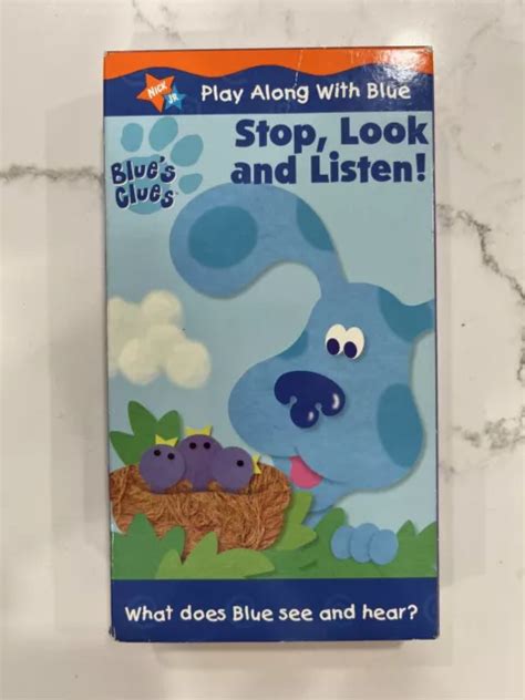BLUE S CLUES Stop Look And Listen VHS 2000 Orange Tape Nick Jr