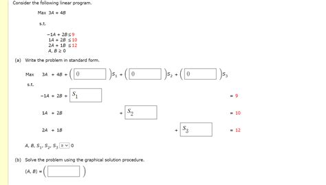 solved consider the following linear program max 3a 4b