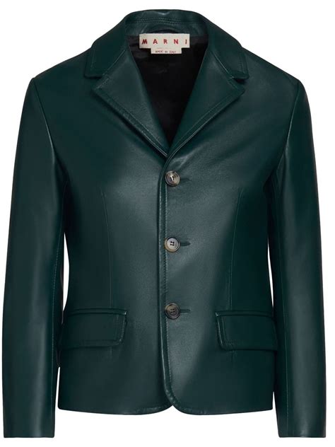 Marni Single Breasted Leather Blazer Farfetch