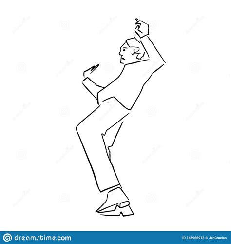 Viejo Hombre De Baile Contorno Gr fico Negro Ilustración del Vector
