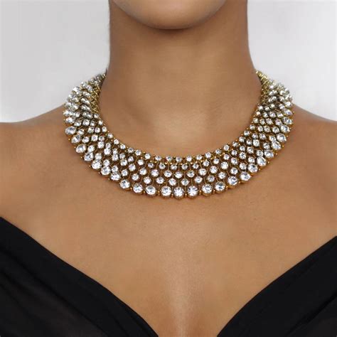 Royal Gold Rhinestone Statement Necklace By Nikita By Niki