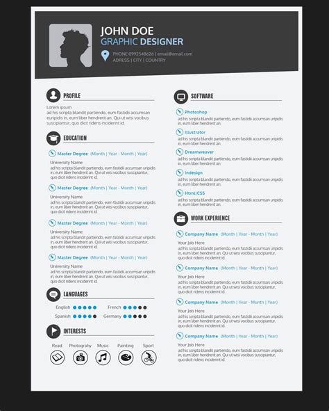 Diseñador Gráfico Reanudar Currículum Descargar Vector
