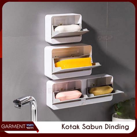 Jual TEMSKT Rak Sabun Batang Buka Tutup Tempel Dinding Box Kotak