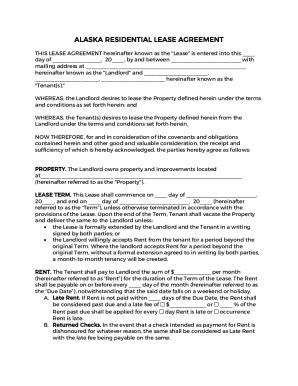 Fillable Online Alaska Residential Lease Agreement Legal Form Fax