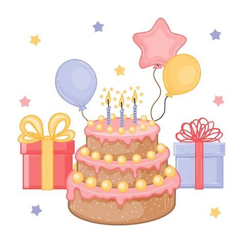 Tarjeta De Felicitaci N De Feliz Cumplea Os Con Elementos Festivos Caja