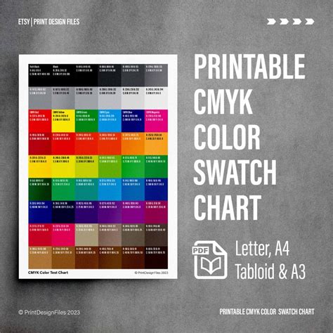 CMYK Color Test Swatch Chart Printable PDF A4 A3 US Letter And