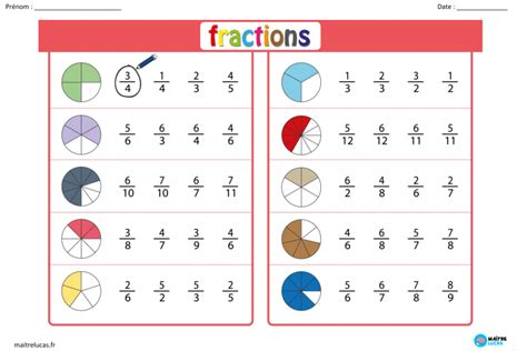 Fiches Exercices Sur Les Fractions Exercices Cm Cm Ma Tre Lucas