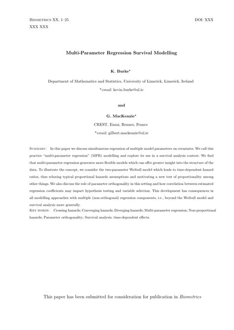pdf multi parameter regression survival modelling